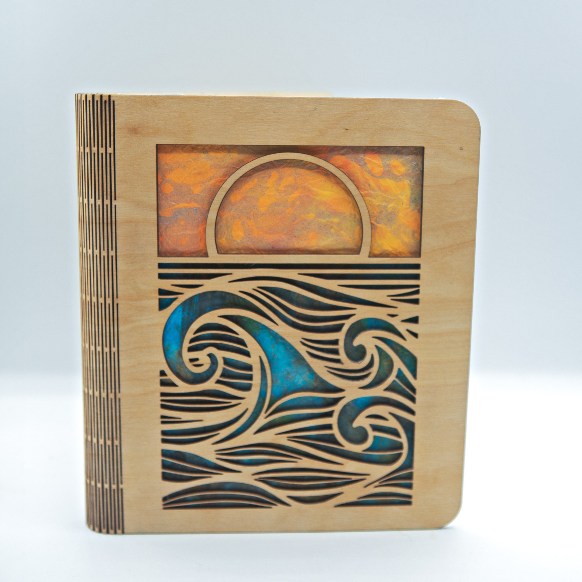 Sunset Ocean Wood Planner Notebook Binder Journal Sunset - Etsy