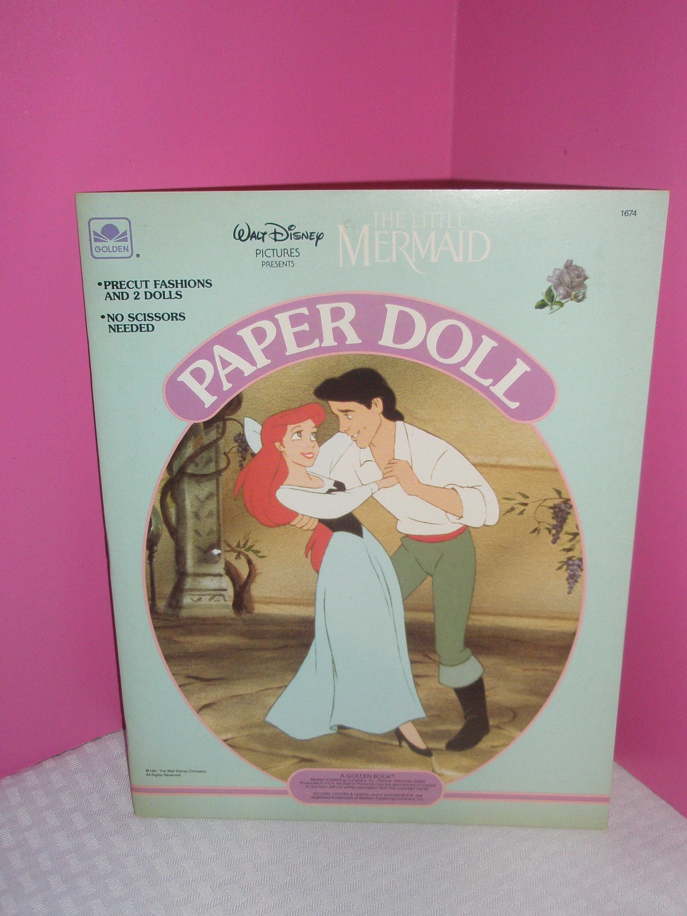 1991 Disneys THE LITTLE MERMAID Paper Dolls Ariel, Eric, Sebastian ...