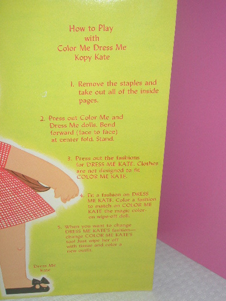 Vintage 1971 KOPY KATE Color Me & Dress Me Doll Book / 2 Kopy Kate ...