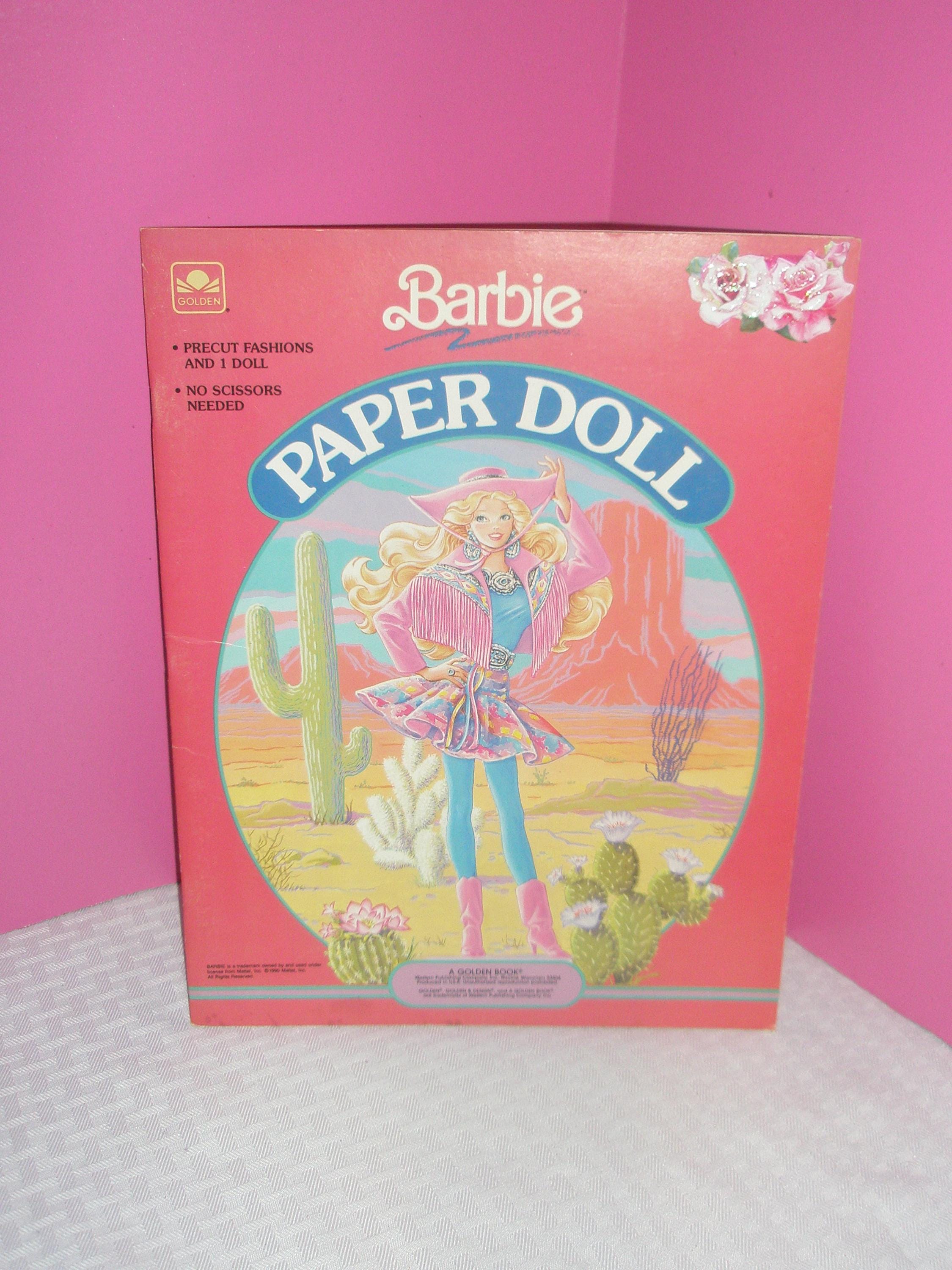 Vintage 1990 BARBIE Paper Doll Book / Precut Fashion Party Dresses ...