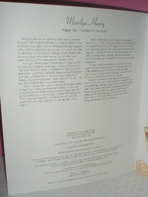 2016 GENE TIERNEY Paper Doll Book by Illustrator of the Stars Marilyn ...