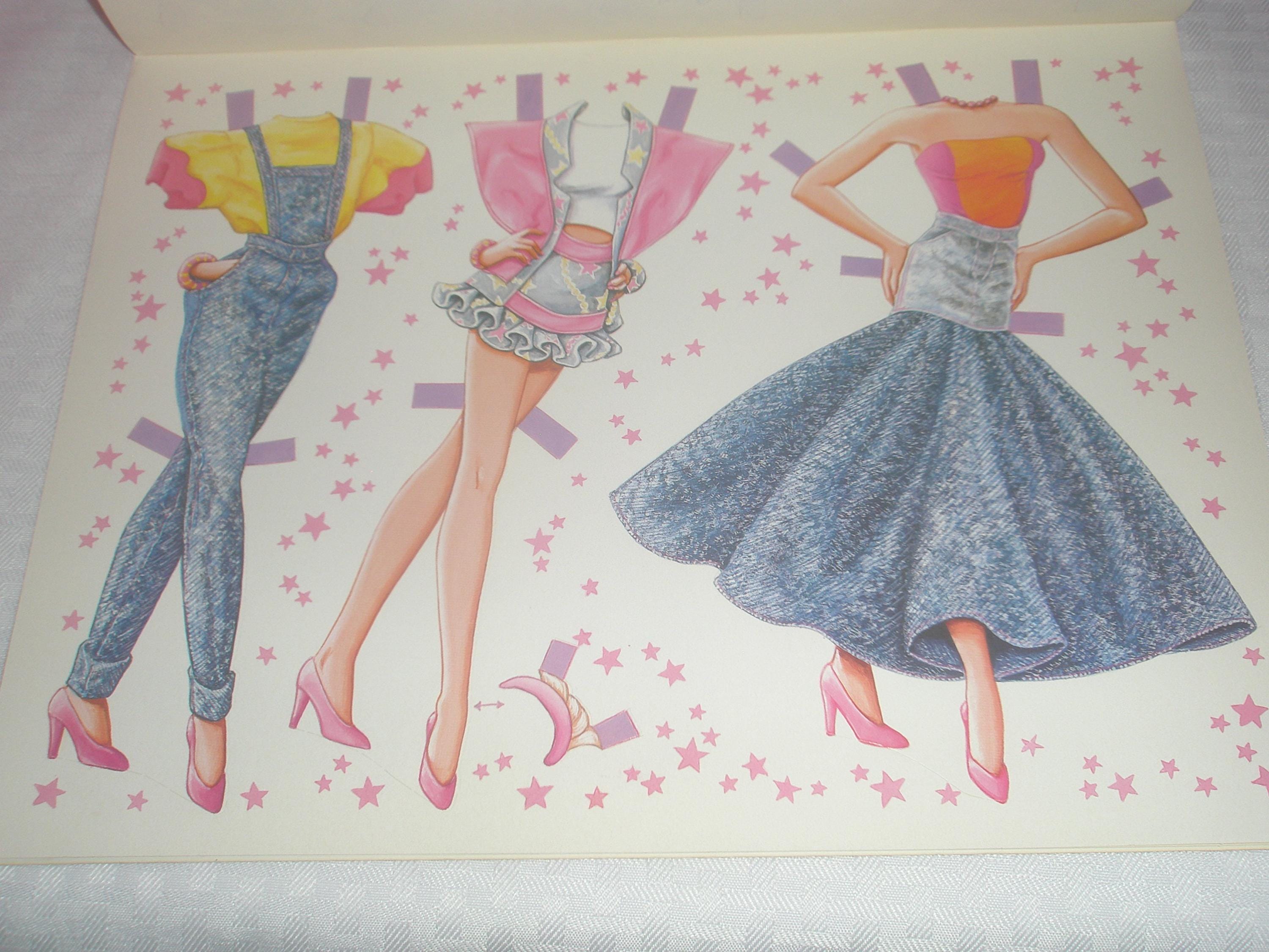 1990 DELUXE BARBIE Paper Doll Book * 9 Pages of More Fashions * 6 Pre ...