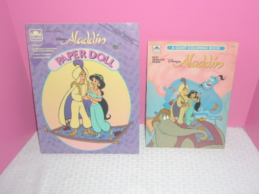 Vintage 1992 DISNEY'S ALADDIN Deluxe Edition Paper Doll Book & 1993 ...