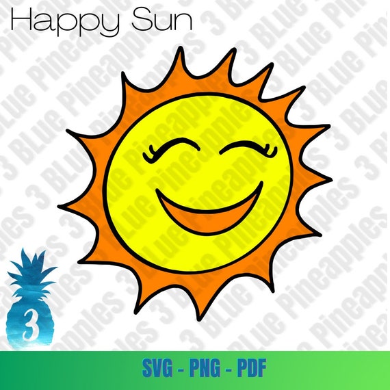 Happy Sun SVG Sun SVG Smiling Sun SVG | Etsy México