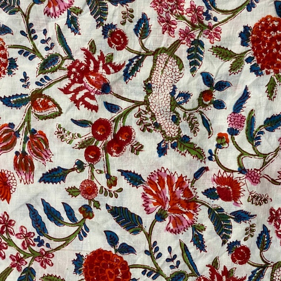 Hand Block Print Cotton Fabric New Hand Block Printed Fabric Etsy