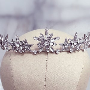 Silver Star Tiara, Celestial Crown, Star Crystal Headpiece, Bridal Star ...