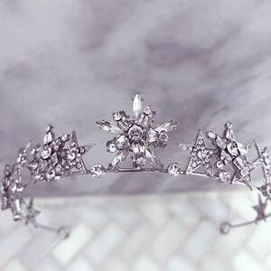 Silver Star Tiara, Celestial Crown, Star Crystal Headpiece, Bridal Star ...