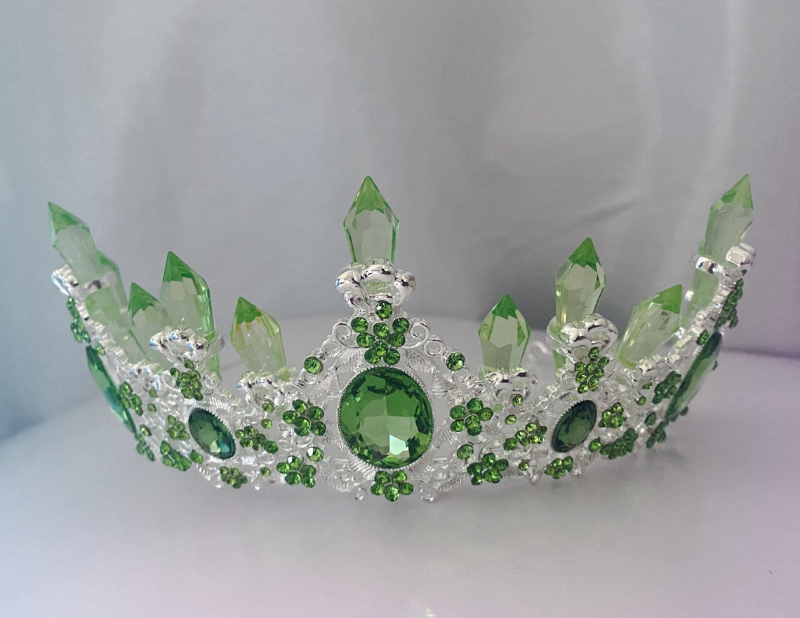 Light green crystal crown light green crystal tiara pageant | Etsy