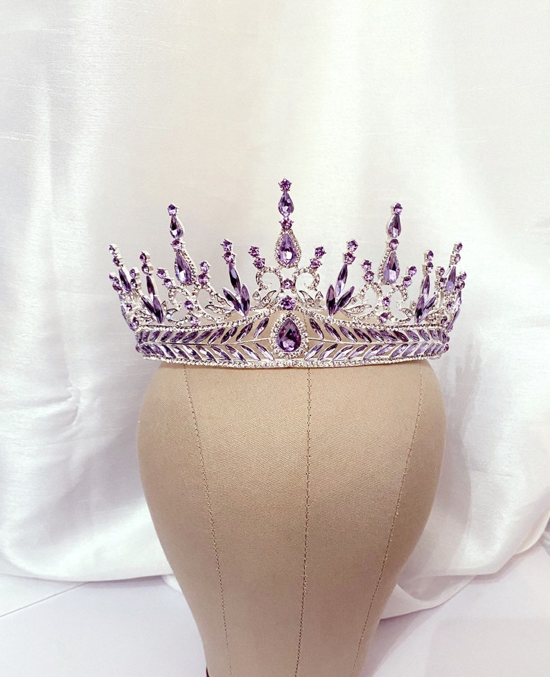 Purple Rhinestone Tiara, Victorian Purple Silver Tiara, Renaissance ...