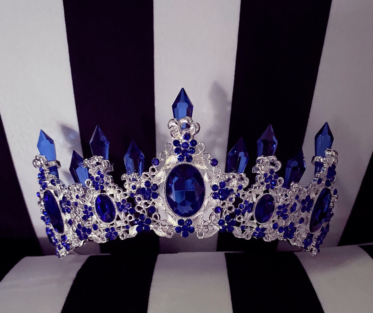 Royal Blue Crystal Crown Blue Crystal Tiara Pageant Crown - Etsy