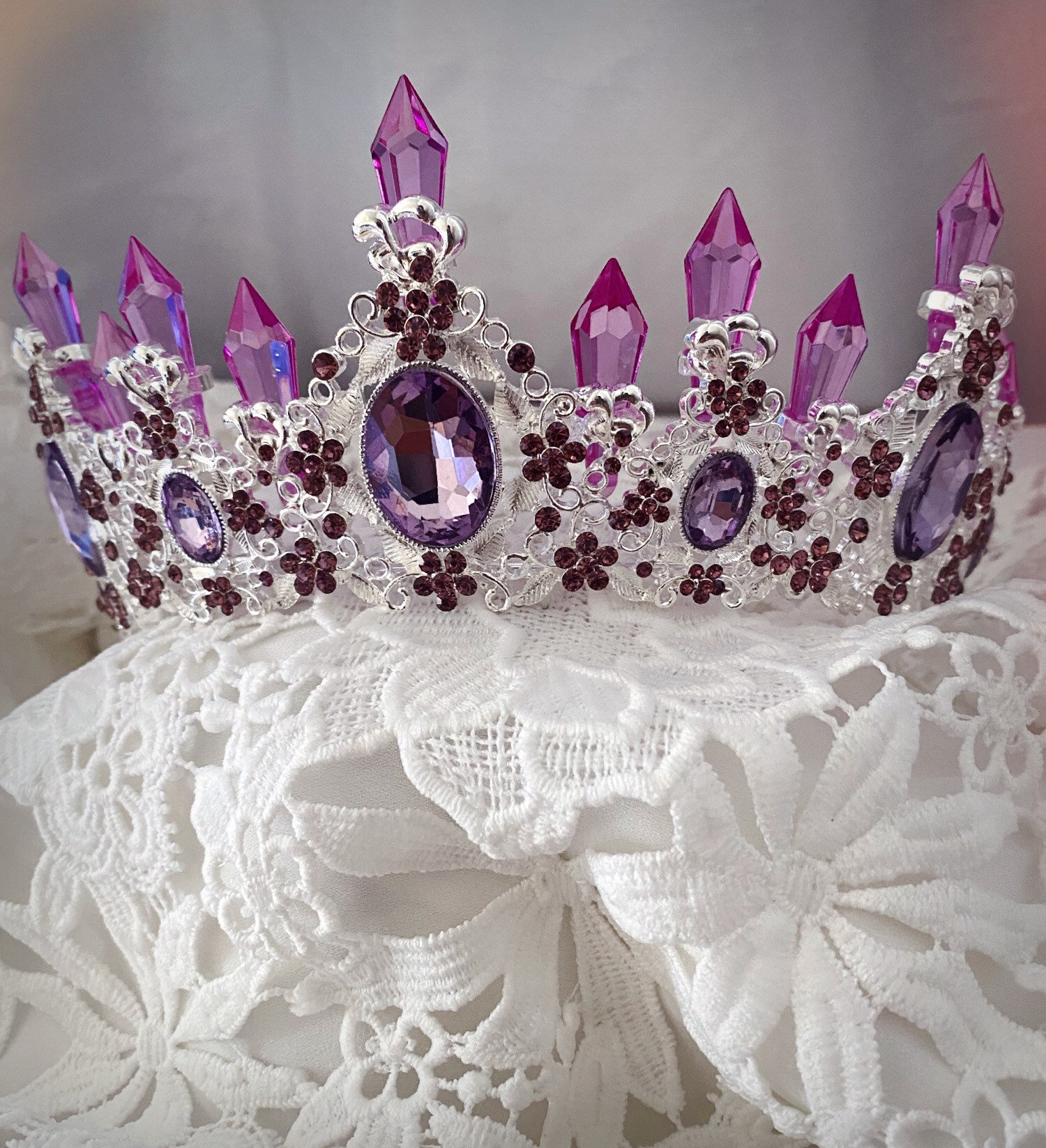 Purple Crystal Crown, Purple Crystal Tiara, Pageant Crown, Princess ...