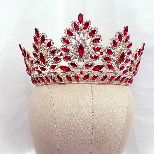 Ruby Red Gold Tiara Victorian Red Crown Royalty Crown - Etsy