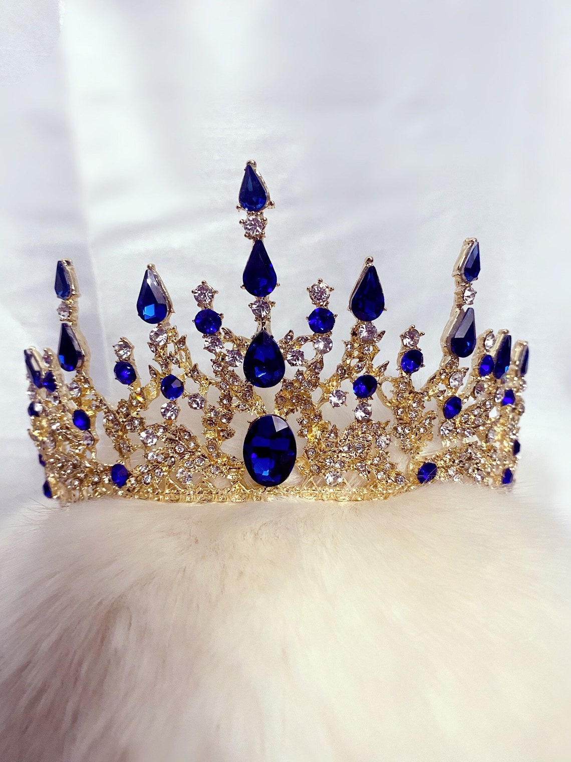 Blue Crystal Baroque Crownvictorian Sapphire Tiara Blue | Etsy