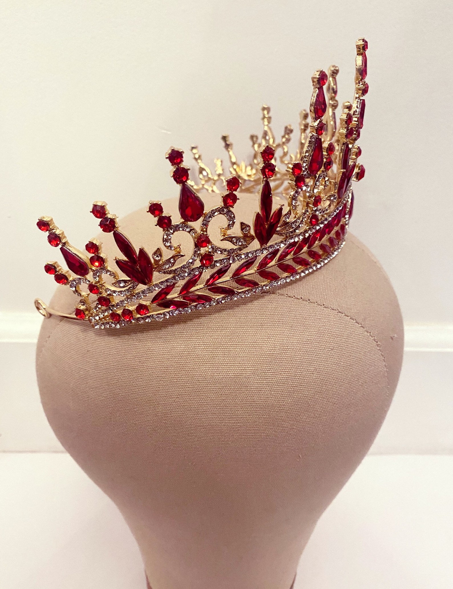 Ruby Red Crystal Crownvictorian Royalty Crown Red Tiara - Etsy