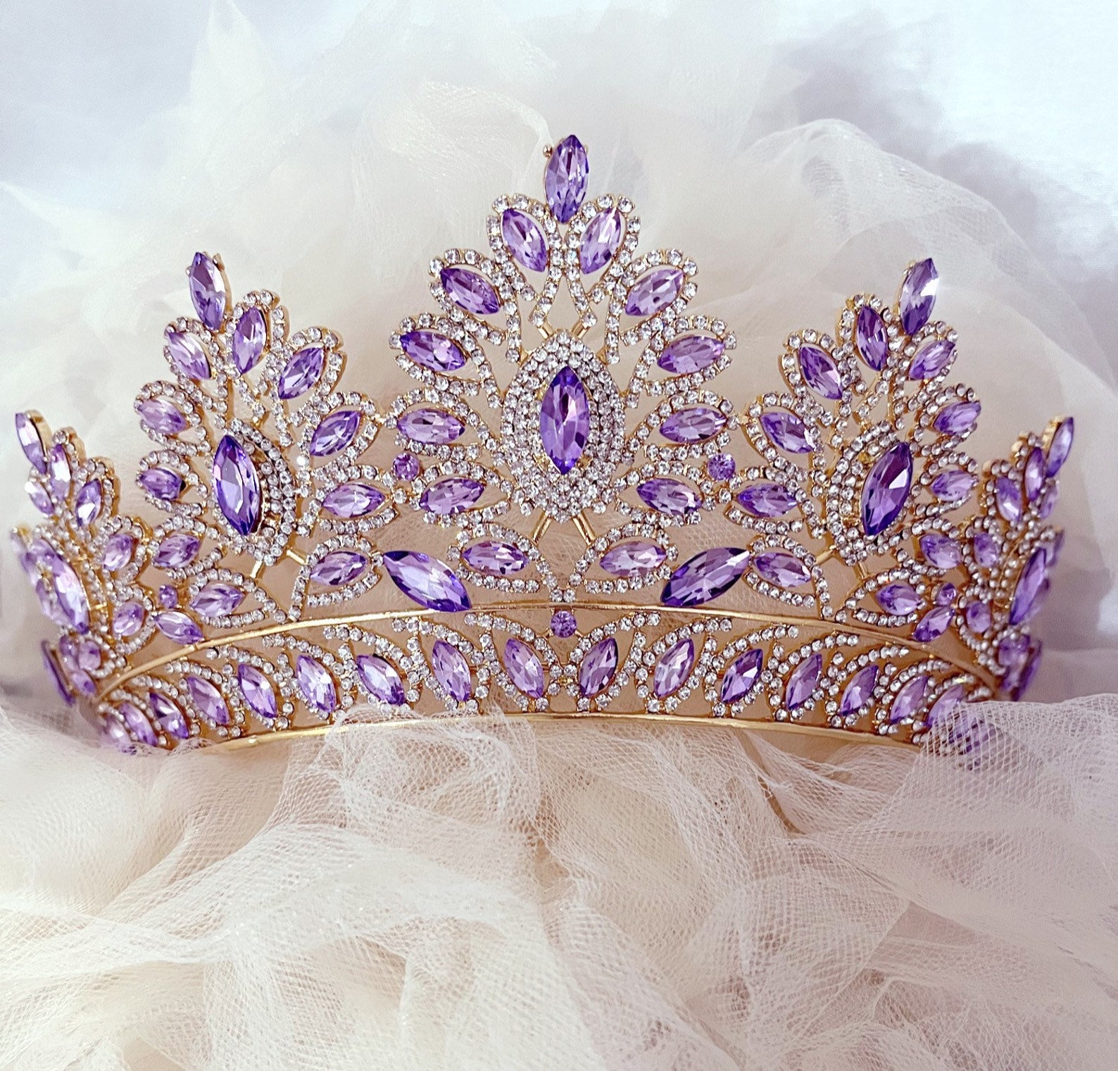 Baroque Violet Purple Tiara With Gold Victorian Purple Gold - Etsy