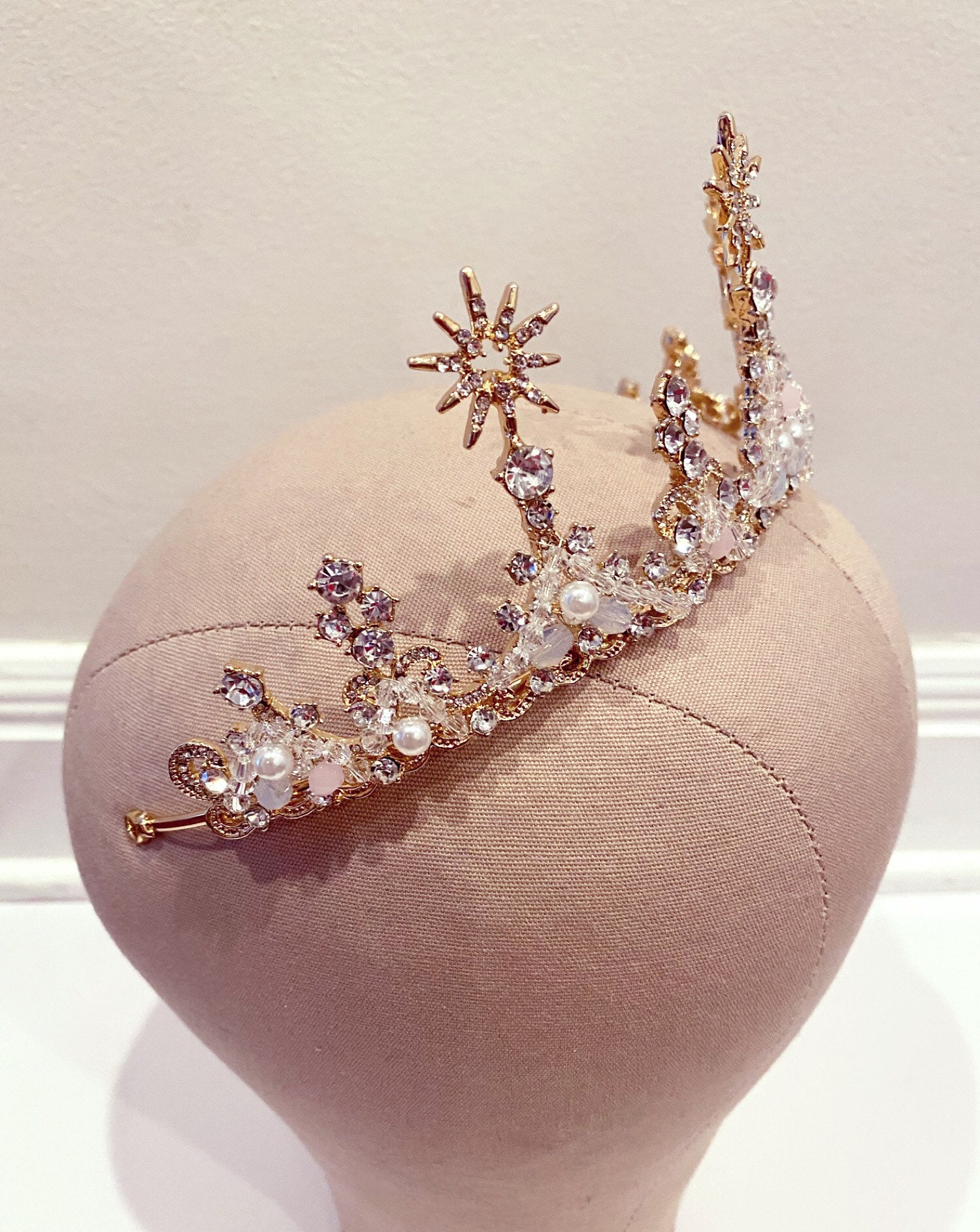 Starburst Tiara Gold Star Tiara Celestial Crystal Crown | Etsy
