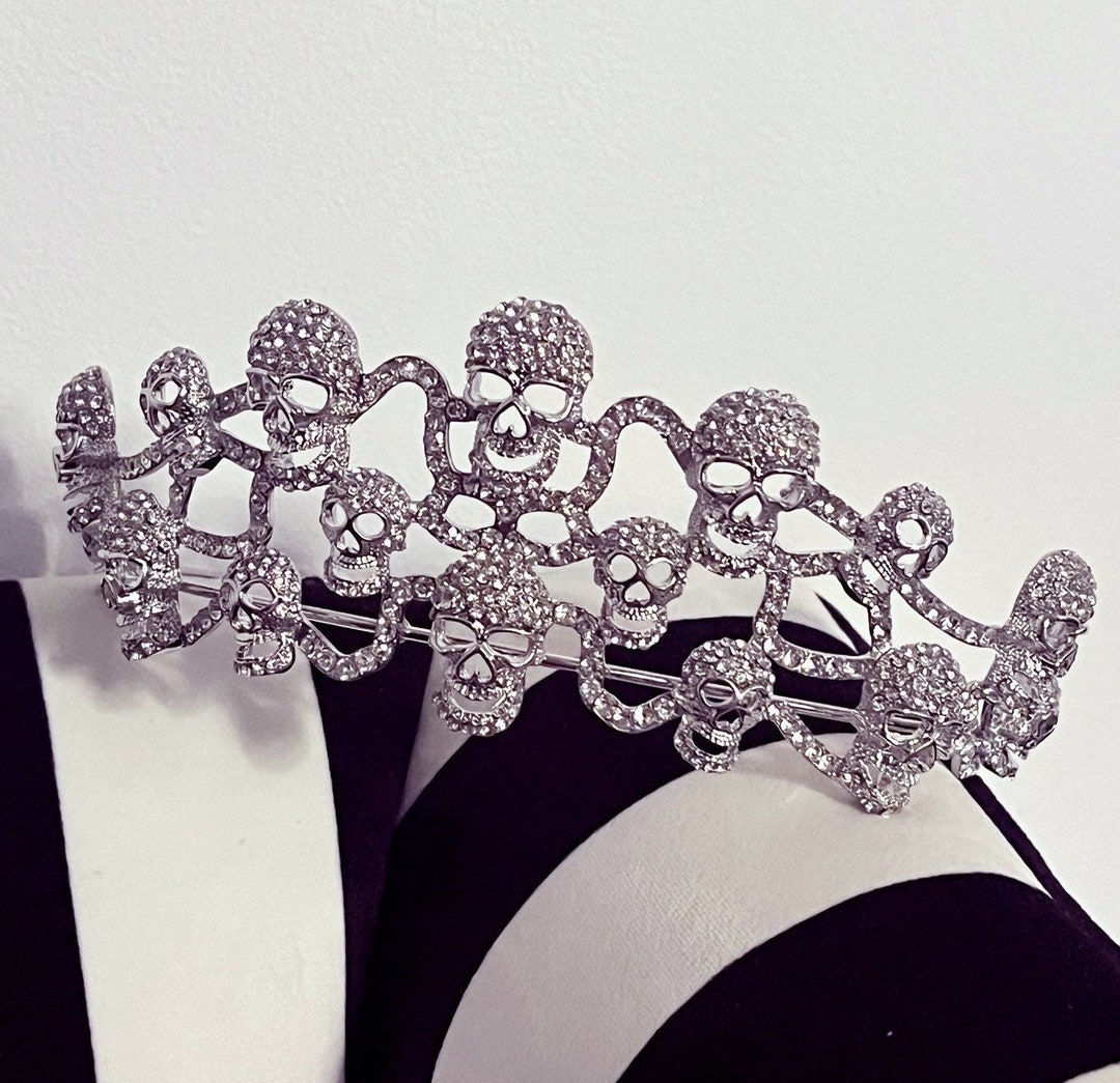 Skull Tiara With Crystals Skull Headdress Cosplay Tiara - Etsy
