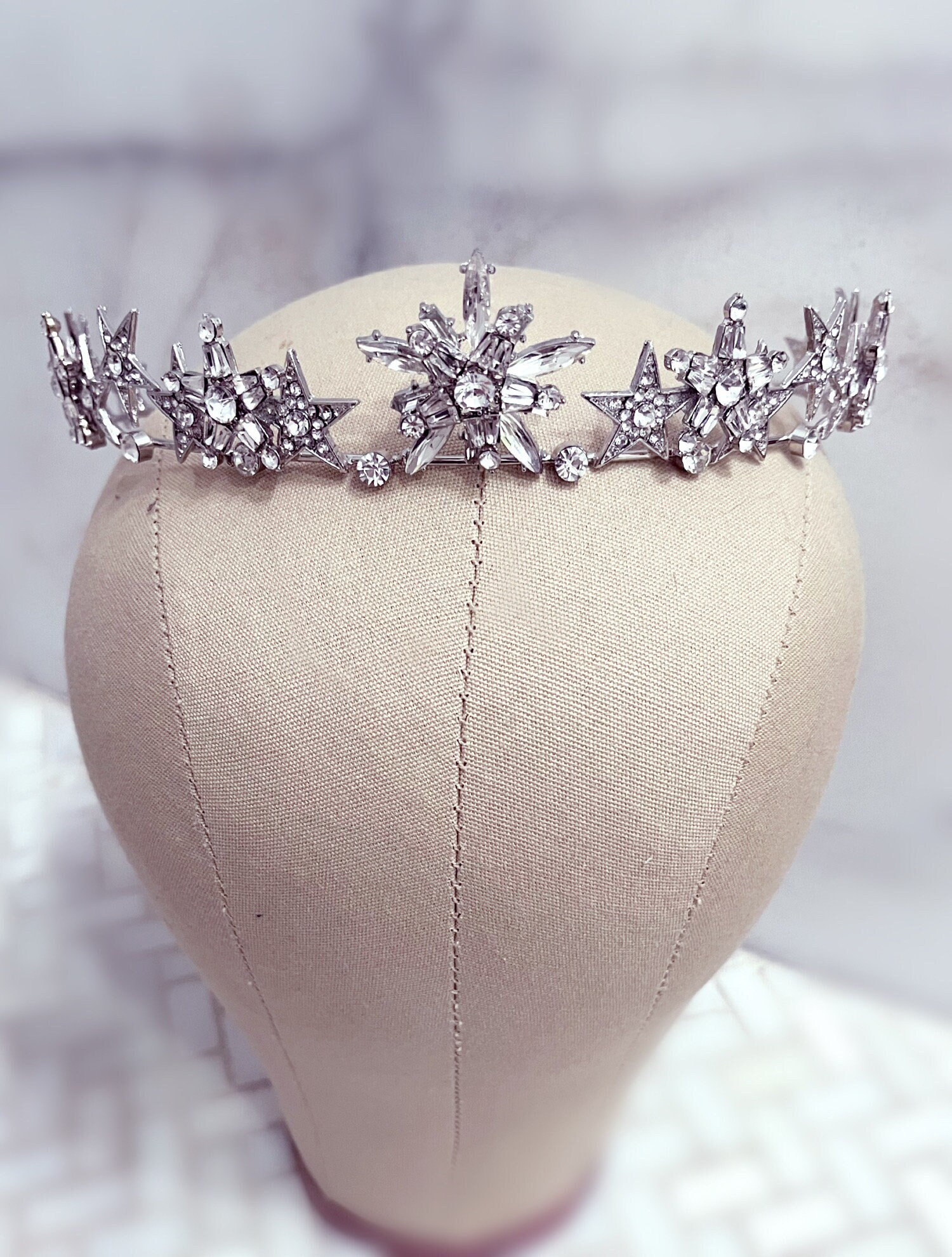 Silver Star Tiara, Celestial Crown, Star Crystal Headpiece, Bridal Star ...