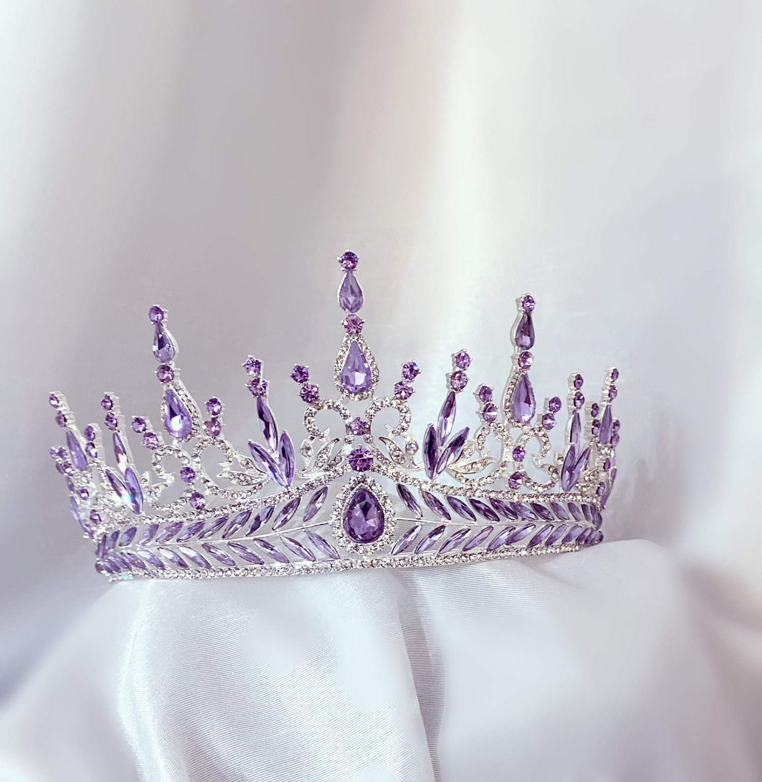 Purple Rhinestone Tiara Victorian Purple Silver Tiara - Etsy
