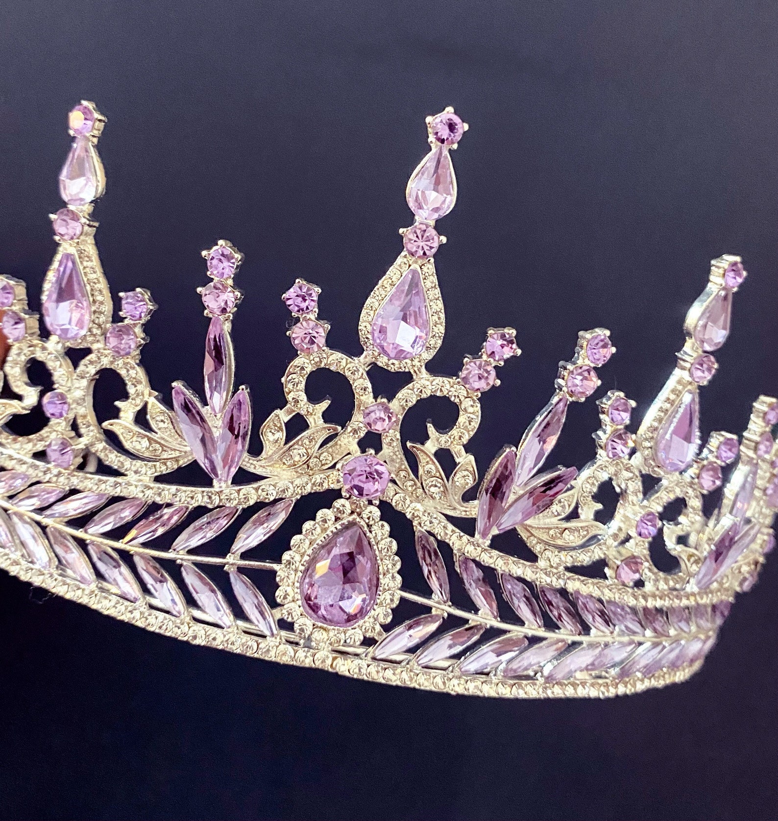 Purple Rhinestone Tiara, Victorian Purple Silver Tiara, Renaissance ...