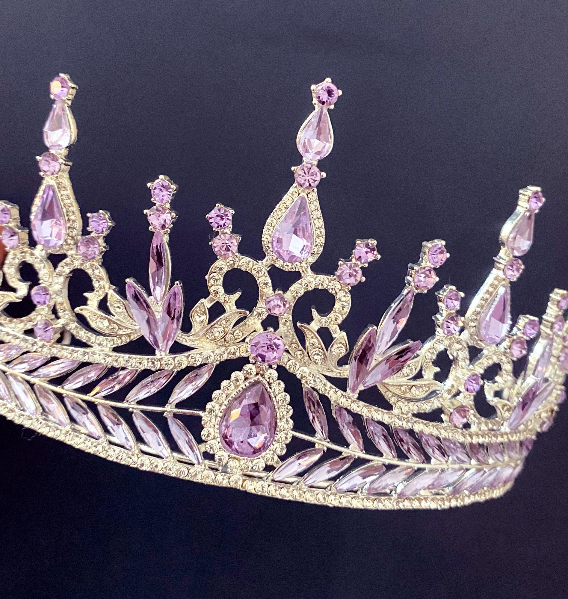 Purple Rhinestone Tiara Victorian Purple Silver Tiara - Etsy