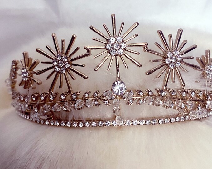 Gold Star Tiara Starburst Gold Crown Celestial Crystal - Etsy
