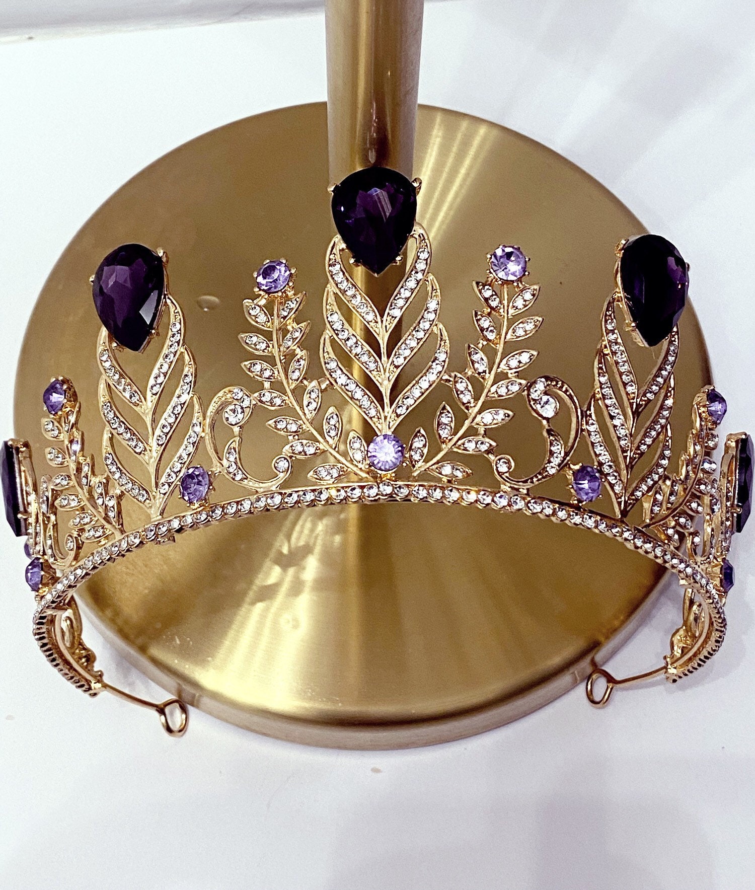 Purple Tiara Crown, Victorian Purple Gold Tiara,royalty Purple Crown ...
