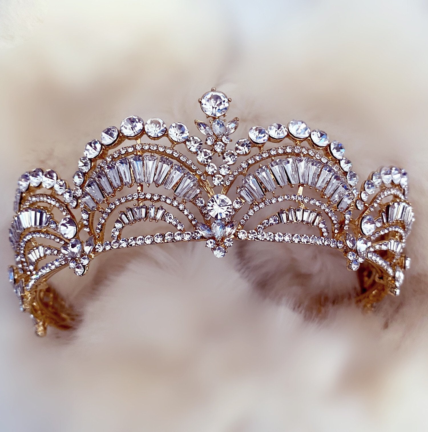 Victorian Crown, Gold Rhinestone Tiara, Vintage Inspired Crown ...