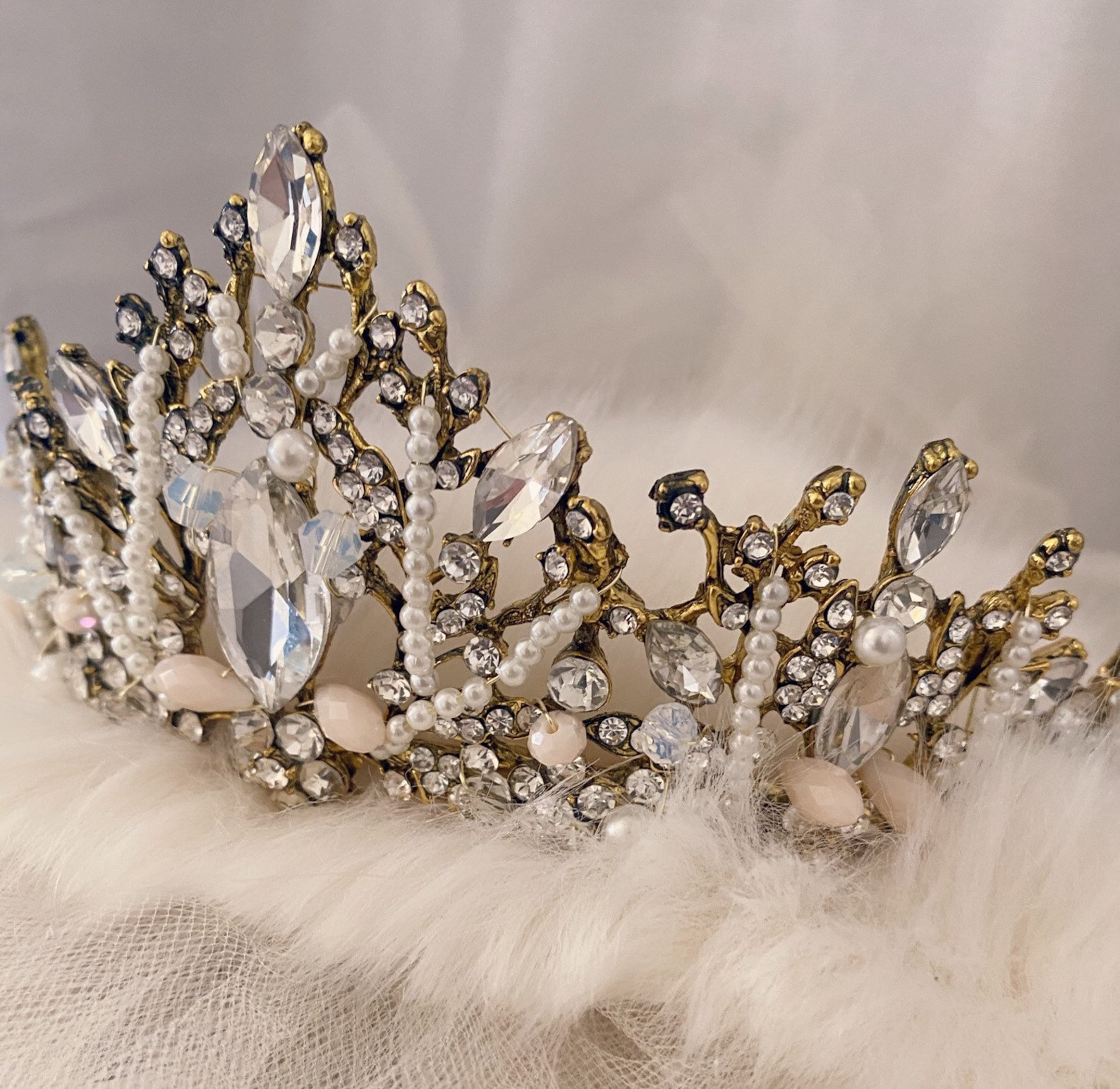 Victorian Crown, Antique Gold Tiara, Vintage Inspired Crown, Bridgerton ...