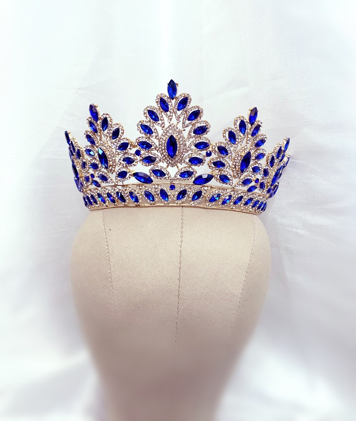 Blue Crystal Crown Victorian Sapphire Crown Blue Pageant - Etsy