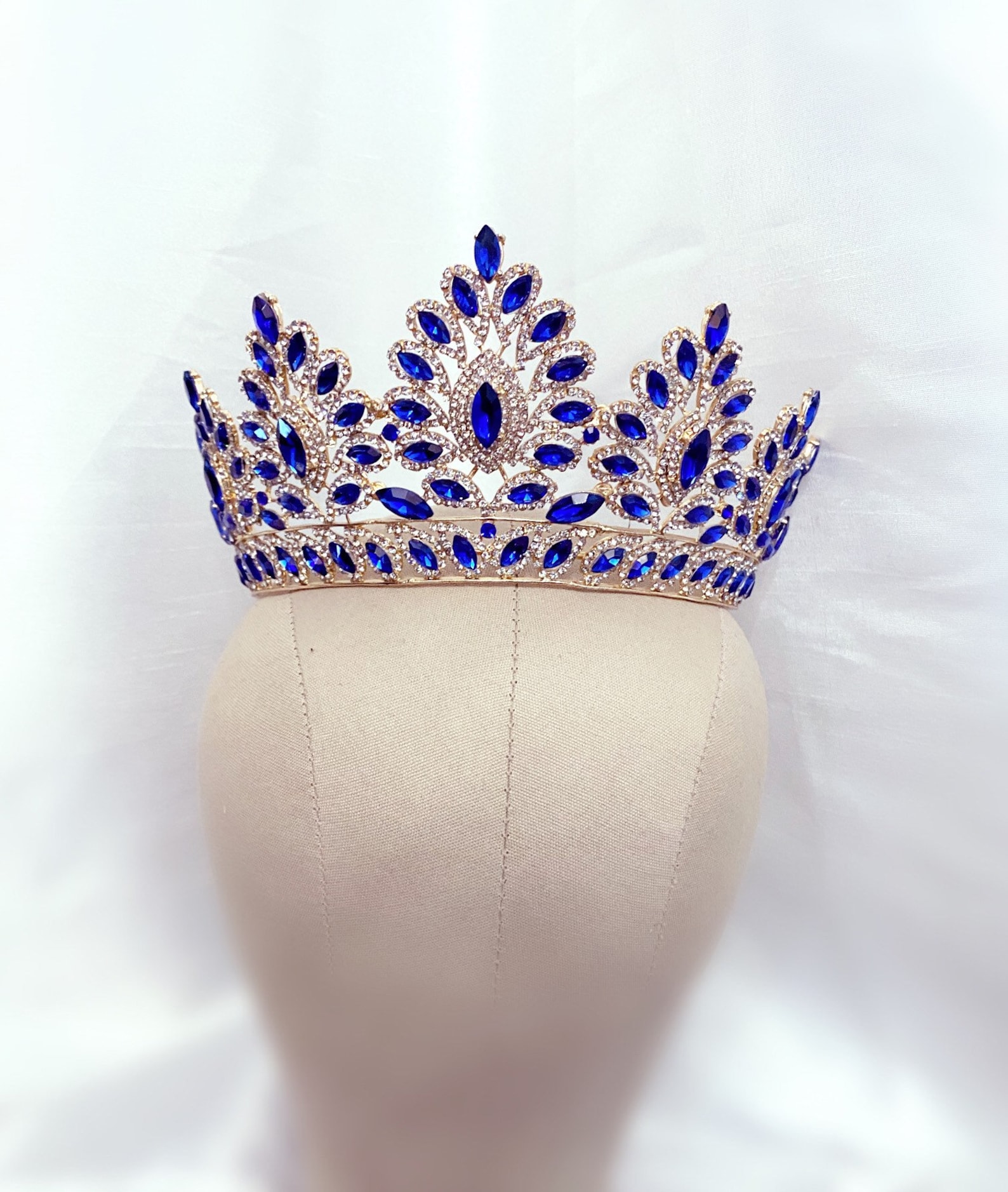 Victorian Blue Crystal Crown, Sapphire Rhinestone Tiara - Etsy