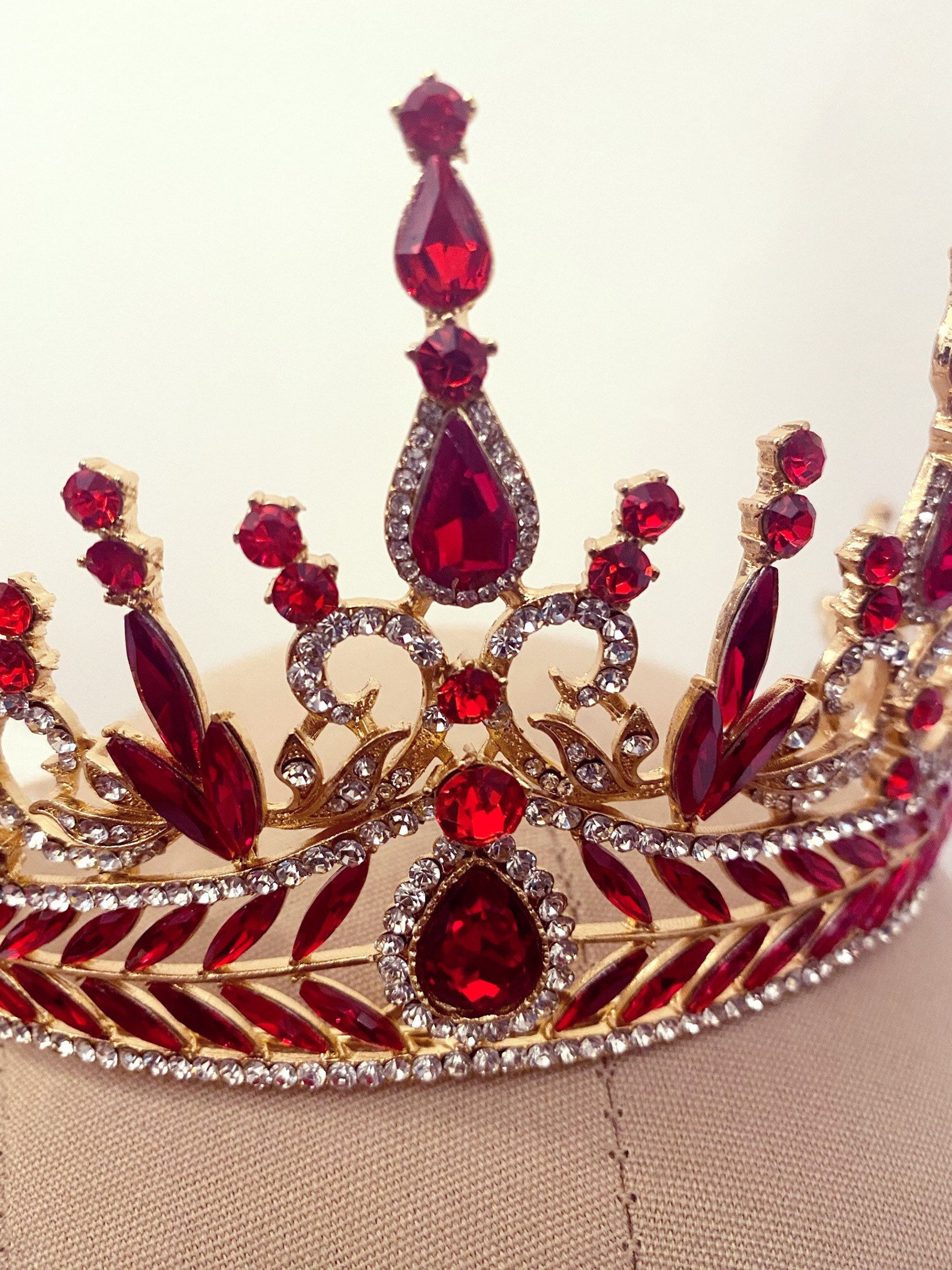 Ruby Red Crystal Crown,victorian Royalty Crown, Red Tiara, Quinceanera ...
