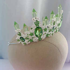 Light Green Crystal Crown, Light Lime Green Crystal Tiara, Pageant ...