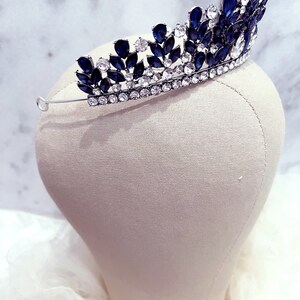 Baroque Navy Blue Victorian Crown, Navy Blue Tiara, Royalty Crown, Anna ...