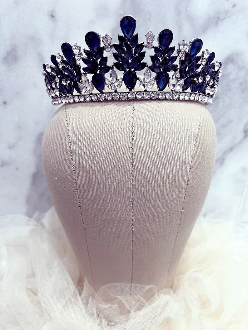Baroque Navy Blue Victorian Crown Navy Blue Tiara Royalty - Etsy
