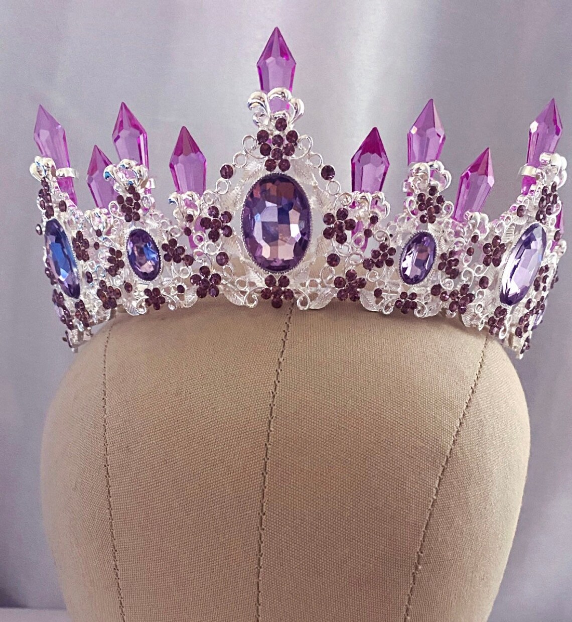 Purple Crystal Crown, Purple Crystal Tiara, Pageant Crown, Princess ...