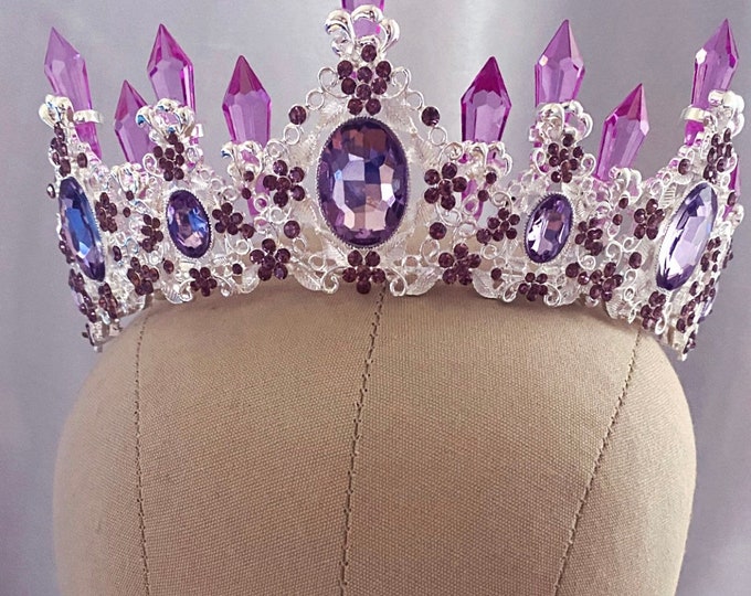Baroque Purple Tiara, Victorian Purple Silver Tiara, Renaissance Tiara ...