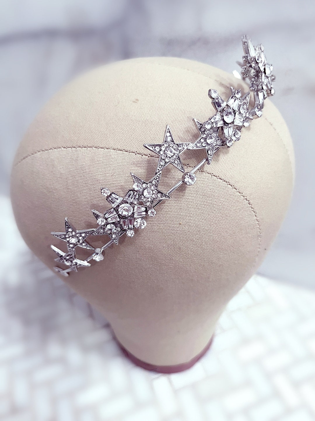 Silver Star Tiara, Celestial Crown, Star Crystal Headpiece, Bridal Star ...
