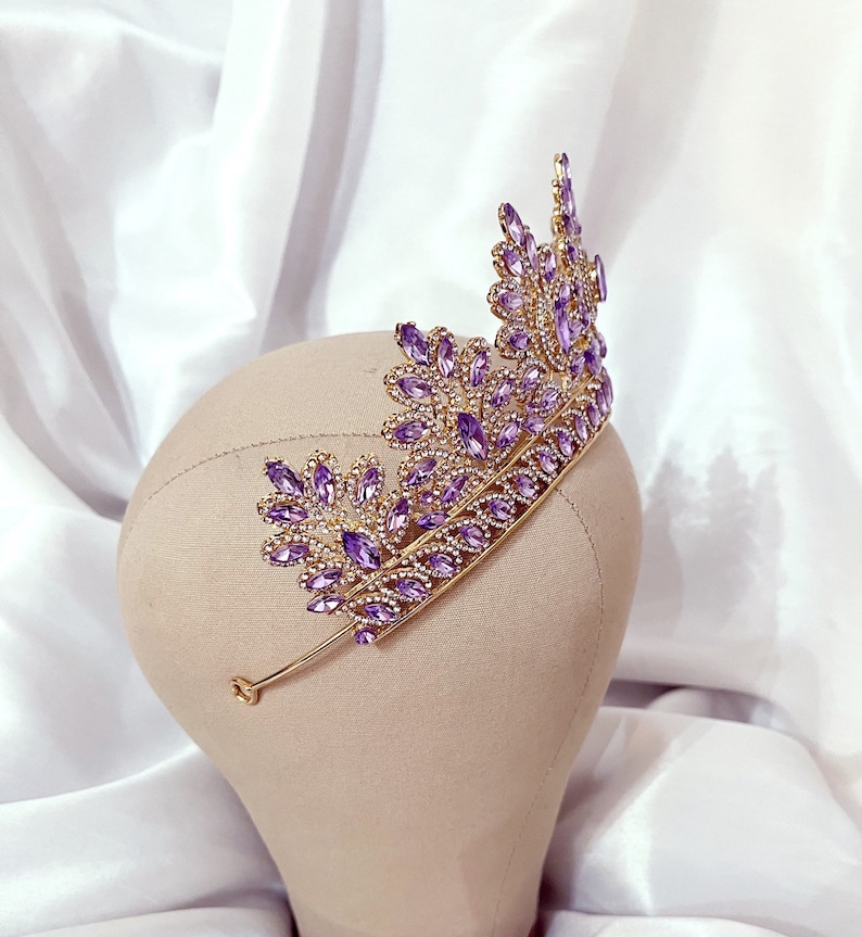 Baroque Violet Purple Tiara With Gold Victorian Purple Gold - Etsy