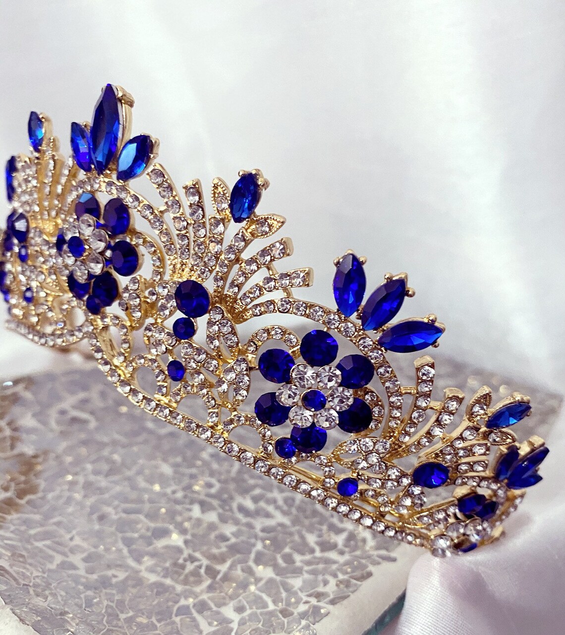 Blue and Gold Crystal Crown Victorian Sapphire Crown Blue - Etsy