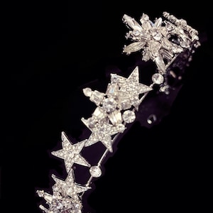 Silver Star Tiara, Celestial Crown, Star Crystal Headpiece, Bridal Star ...