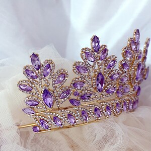 Baroque Violet Purple Tiara With Gold, Victorian Purple Gold Tiara ...