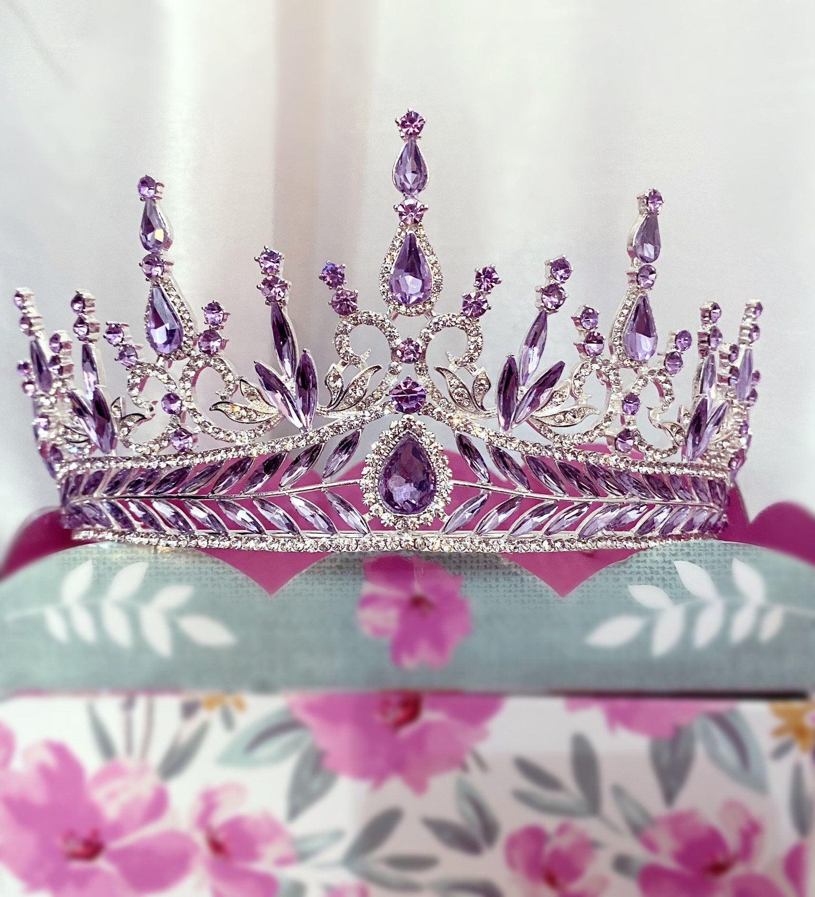 Purple Rhinestone Tiara Victorian Purple Silver Tiara - Etsy