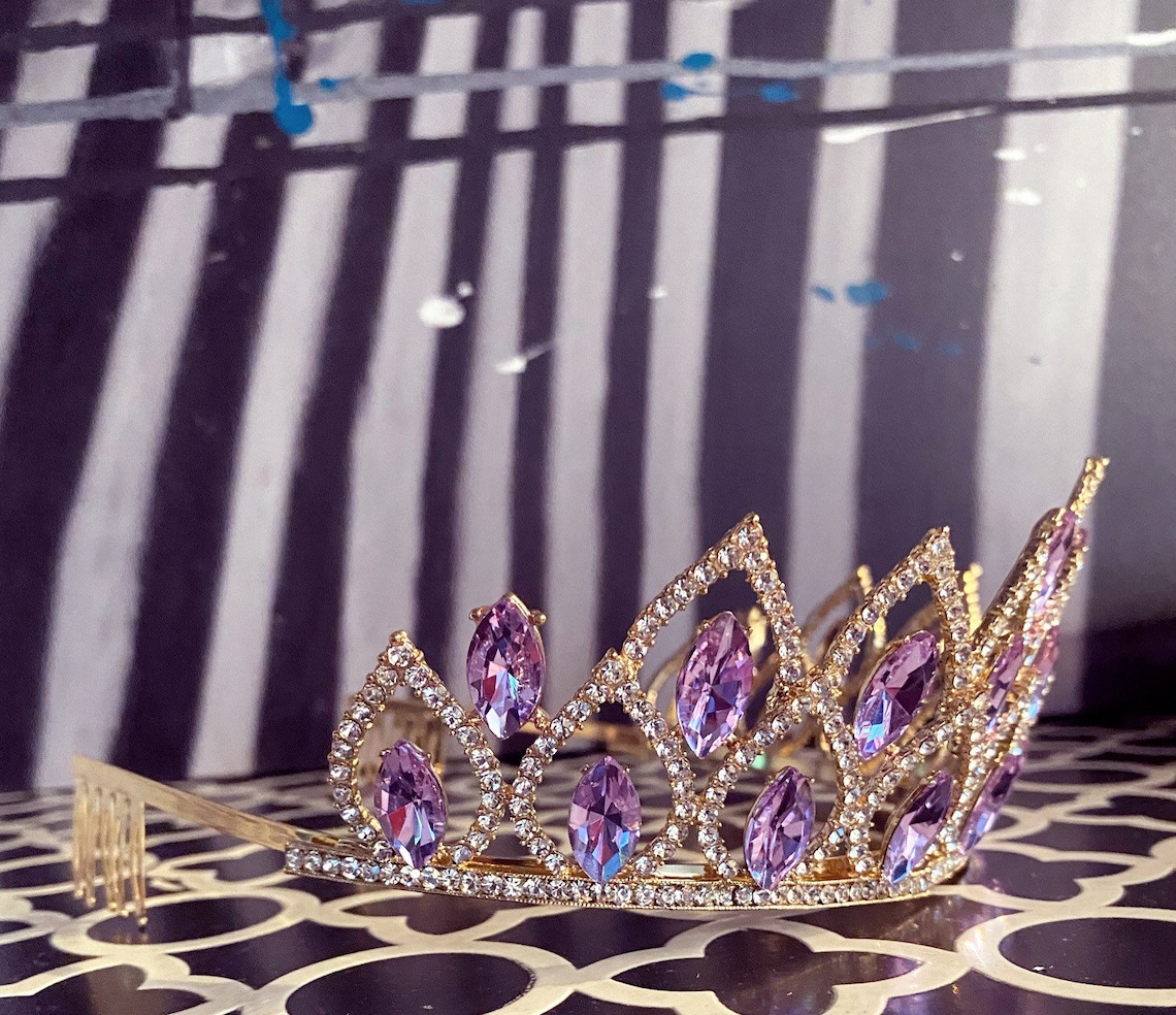 Purple Rhinestone Tiara Victorian Purple Gold Tiara Royalty - Etsy