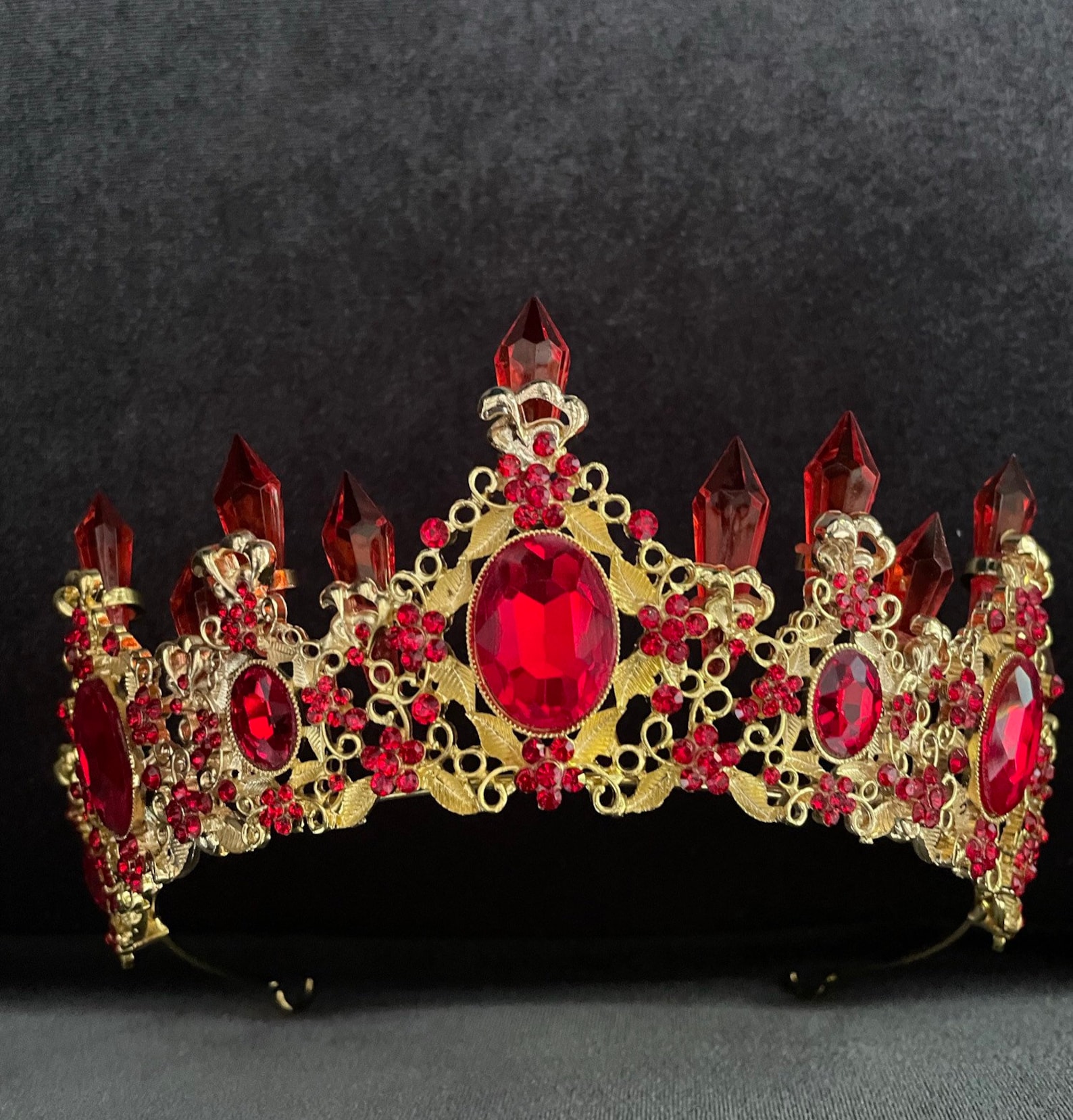 Ruby Red Gold Tiara Victorian Crown Royalty Crown Disney | Etsy
