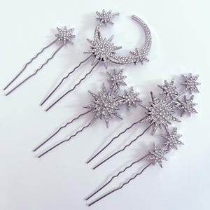 Moon Star Hair Pins 5 Piece With Gift Box, Star Headpiece, Star Crystal ...