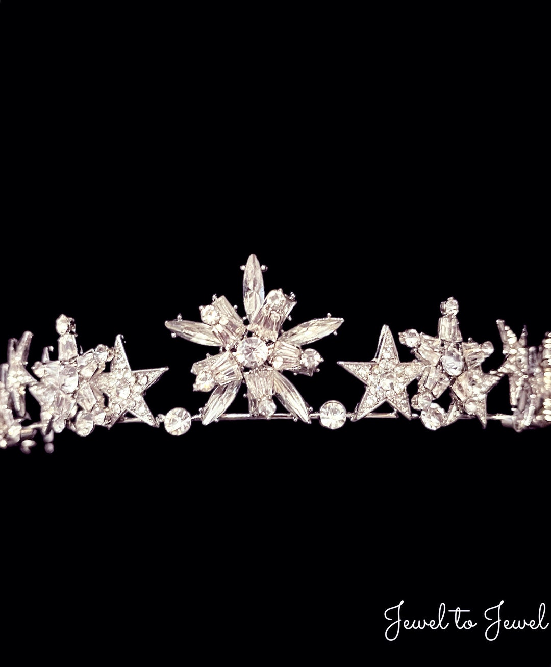 Silver Star Tiara, Celestial Crown, Star Crystal Headpiece, Bridal Star ...