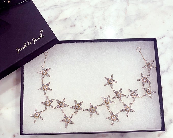 Silver or Gold Star Headpiece, Star Crown, Star Crystal Tiara,bridal ...