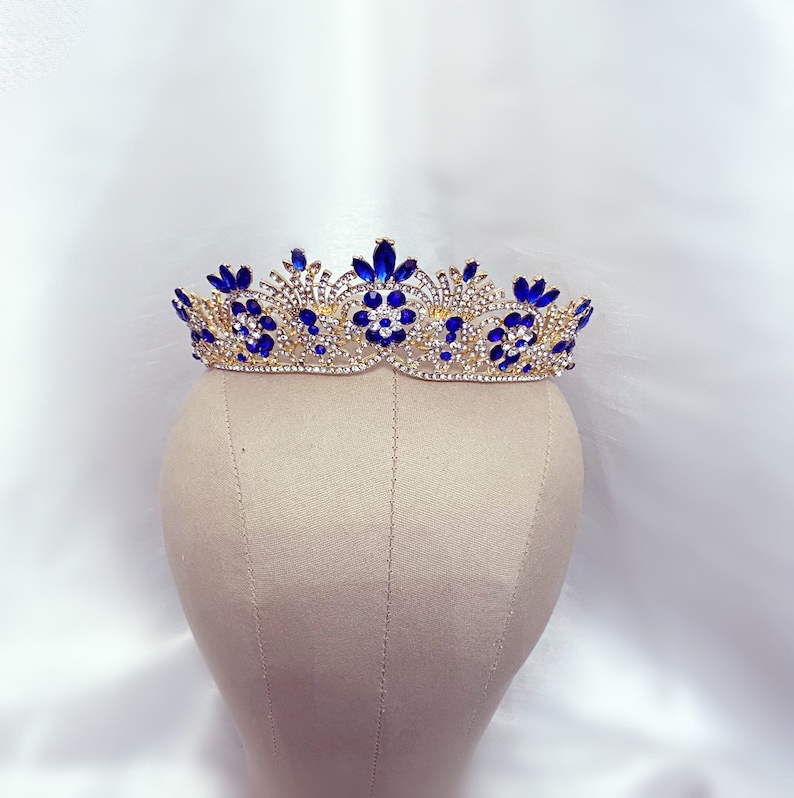 Blue and Gold Crystal Crown Victorian Sapphire Crown Blue - Etsy