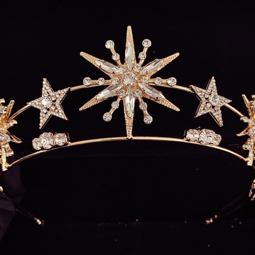 Silver Star Tiara Celestial Crystal Bridal Crown Star - Etsy